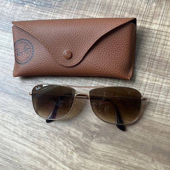 Ray-Ban | Accessories | Rayban Sunglasses With Gold Rims And Brown Tint ...